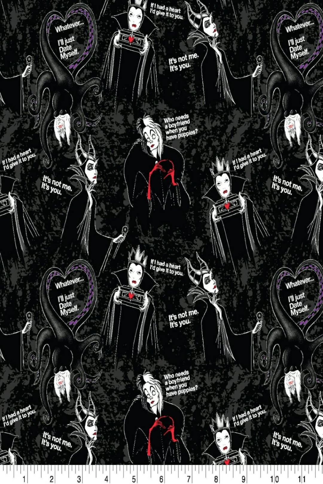 Disney Villains Fabric, Maleficent, Ursula, Evil Queen Fabric, 100% ...