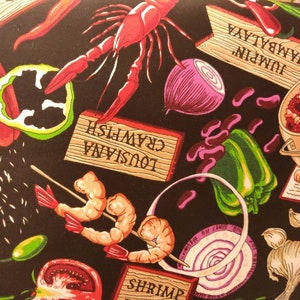 Cajun Seafood Fabric, 100% Cotton, Crawfish Fabric, Fabric by the Yard ...