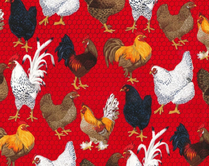 Chicken Fabric, Chicken Wire Fabric, 100% Cotton Fabric, Fabric by the ...