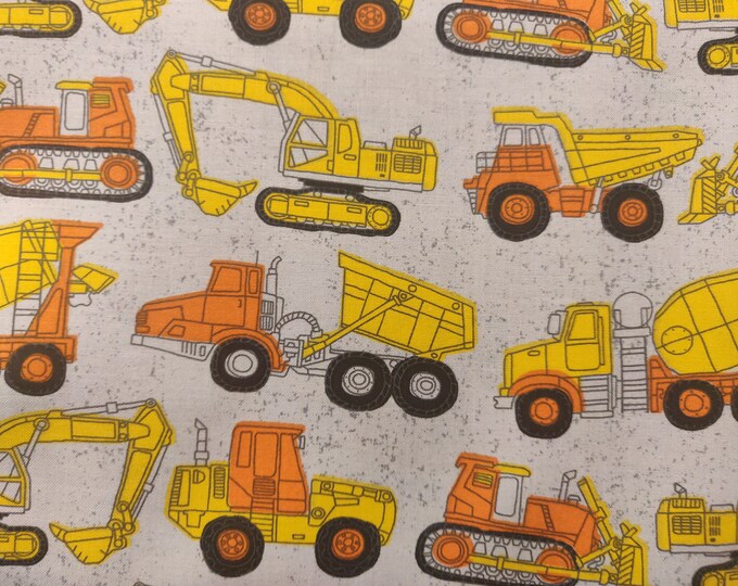 Construction Fabric micro Print Construction Trucks Yellow on Royal by ...