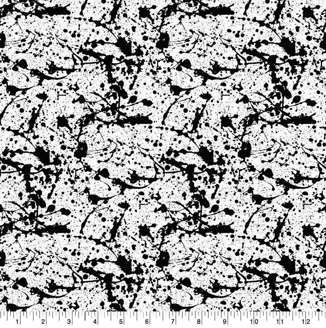 Black and White Paint Splatter Fabric, 100% Cotton, Fabric by the Yard ...