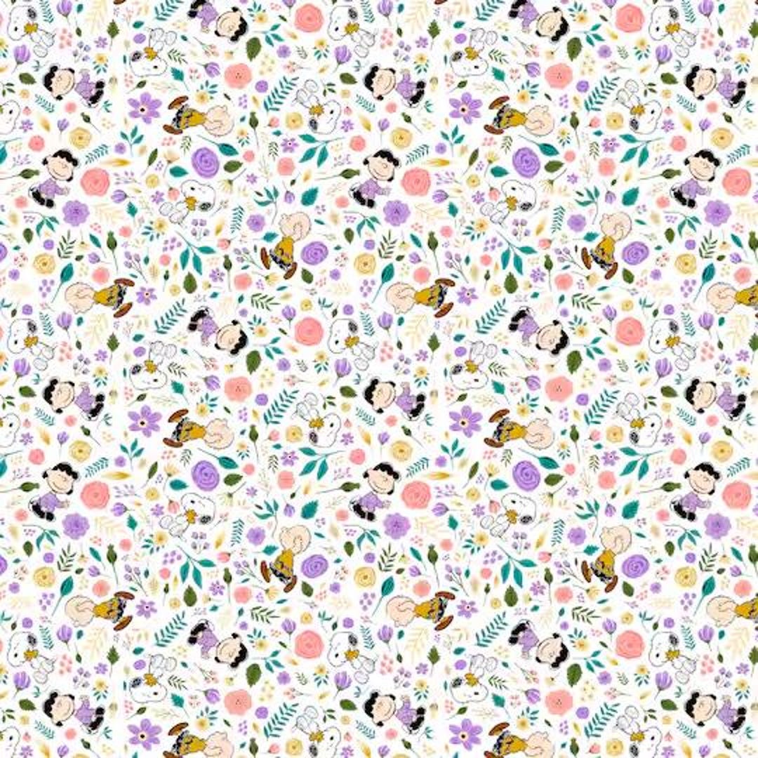 Peanuts Floral Fabric, 100% Cotton, Fabric by the Yard, Choose Your Cut ...