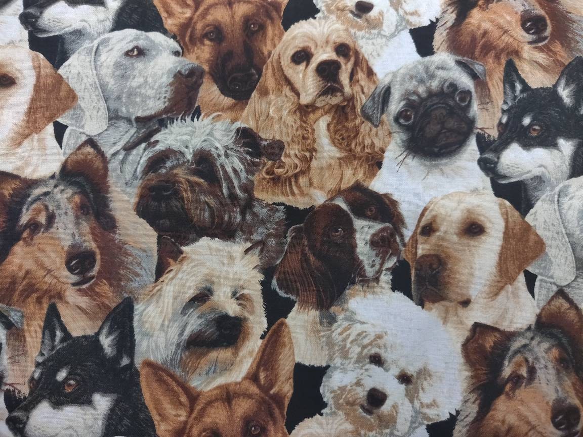 Dogs Fabric 100% Cotton Fabric by the Yard Choose your Cut | Etsy
