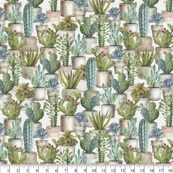 Cactus Garden Fabric 100% Cotton Fabric by the Yard Choose - Etsy