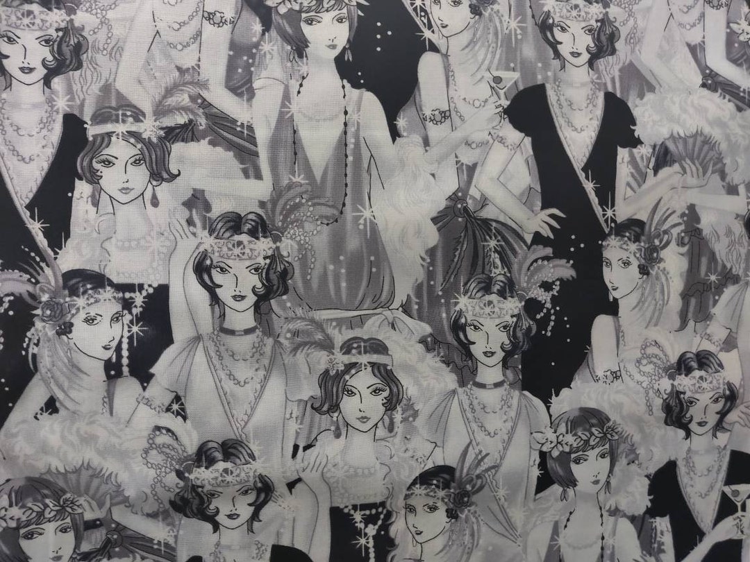 Flapper Fabric, 100% Cotton, 1920s Fabric, Fabric by the Yard, Choose ...