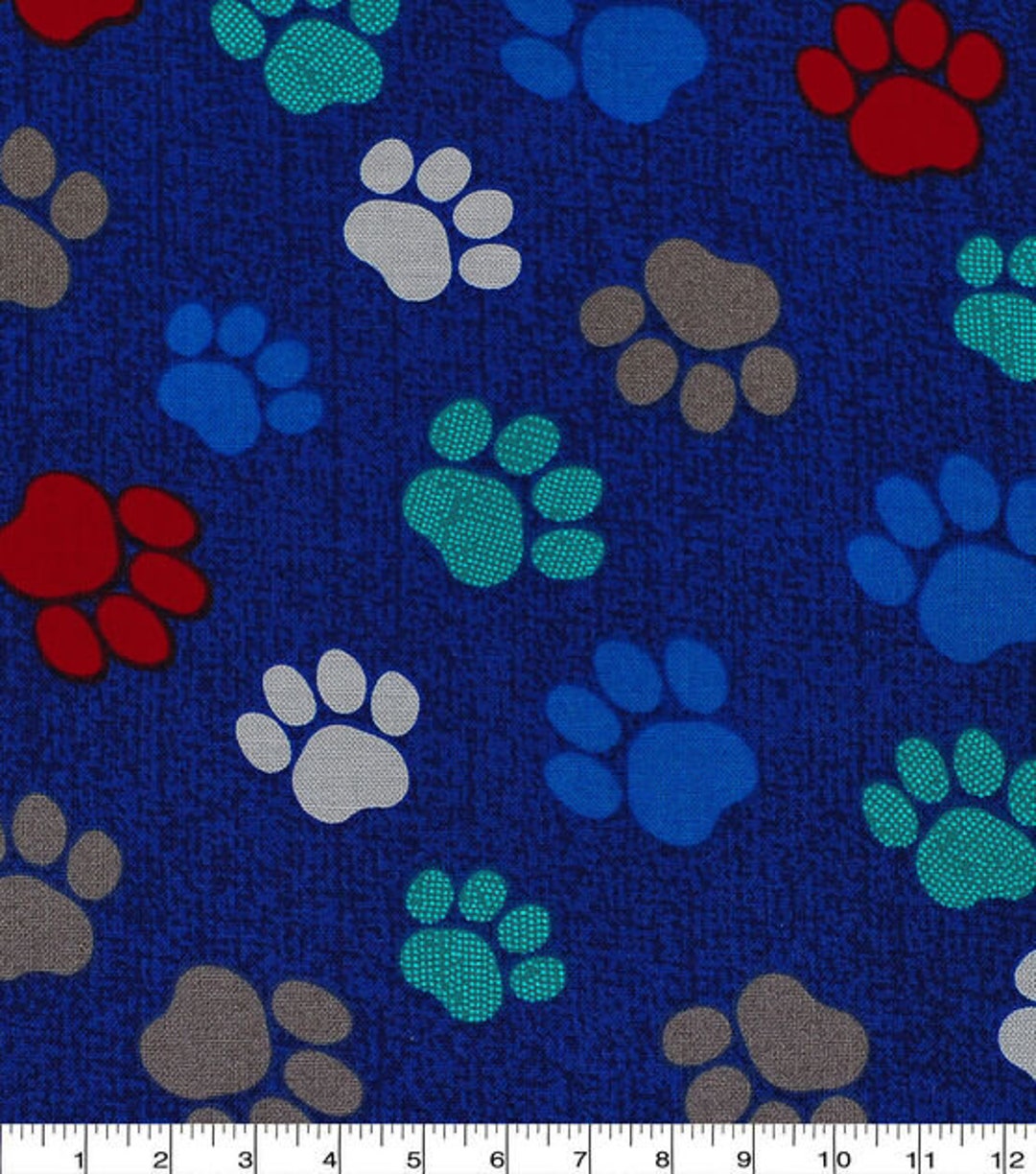 Paw Prints Fabric 100 Cotton Fabric By The Yard Choose Your Cut Etsy