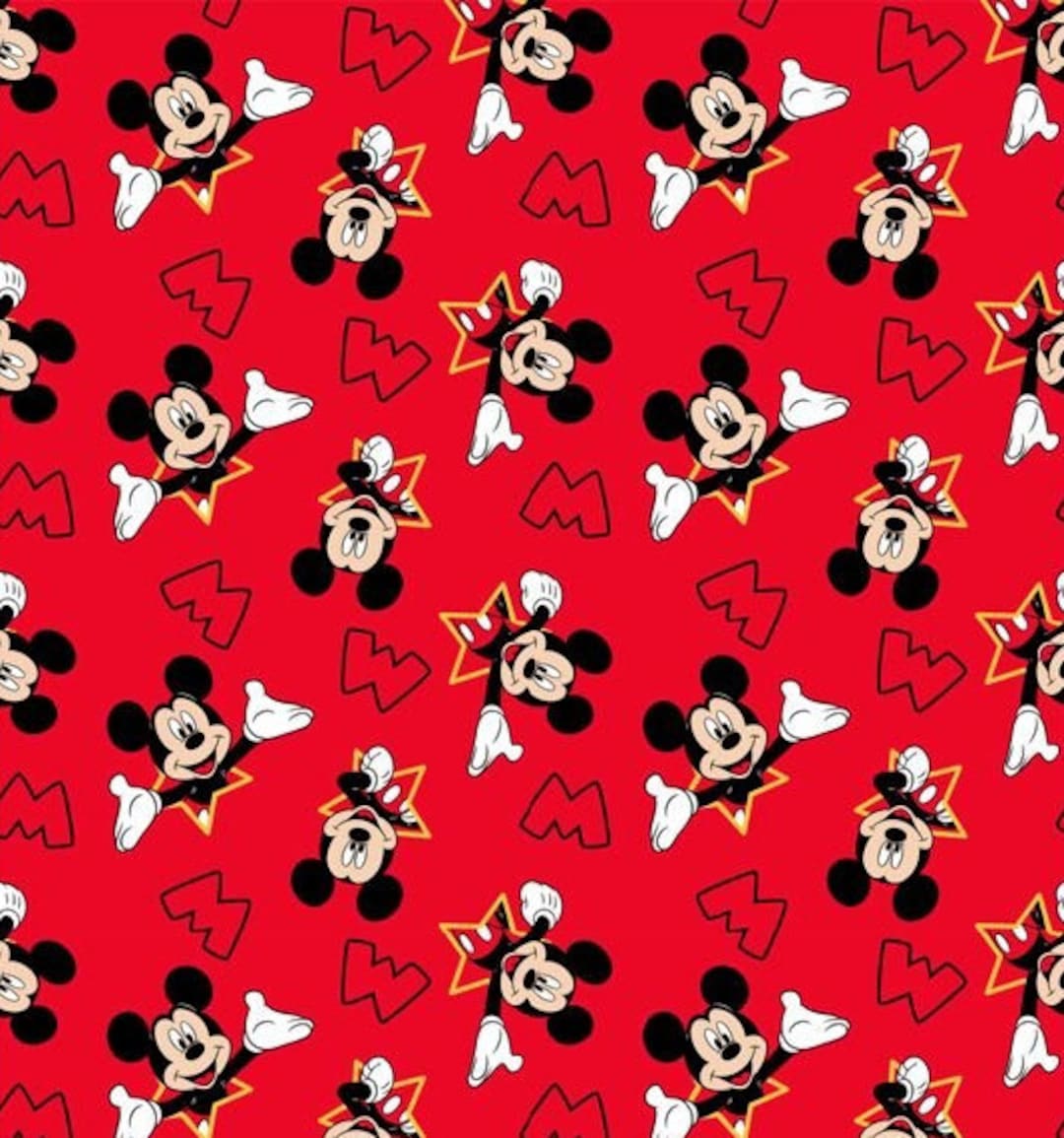 Mickey Mouse Fabric, 100% Cotton, Fabric by the Yard, Choose Your Cut ...