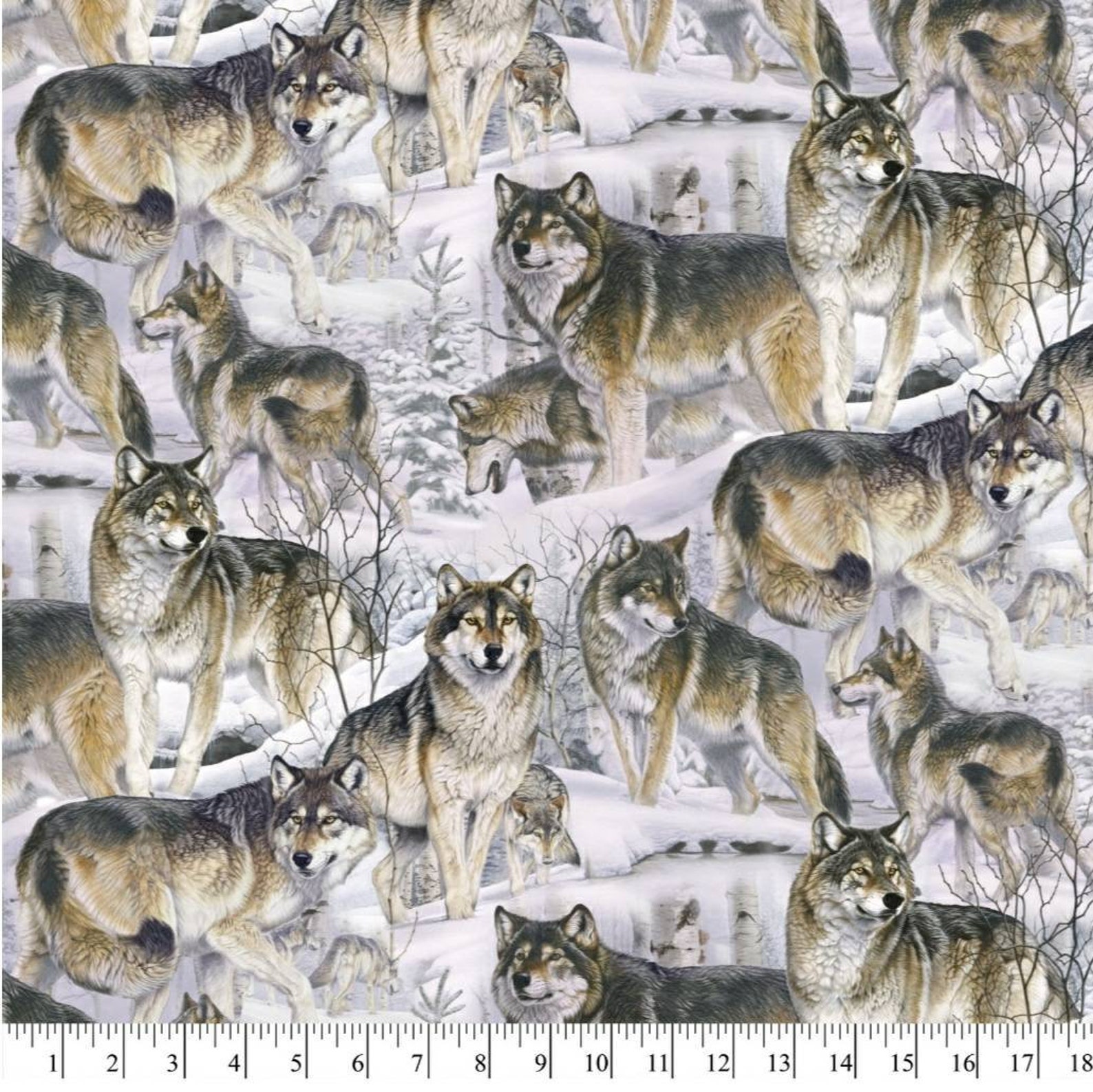 Wolf Fabric 100% Cotton Fabric by the Yard Choose Your Cut | Etsy