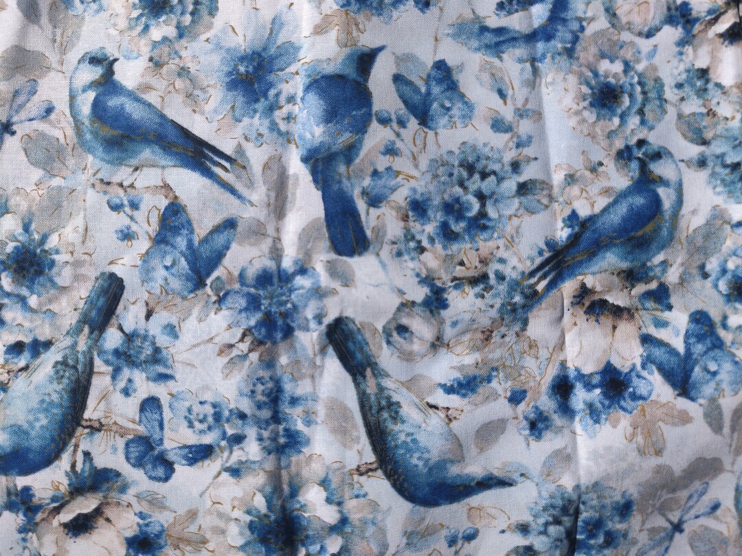 Blue Bird Fabric, 100% Cotton, Fabric by the Yard, Choose Your Cut - Etsy