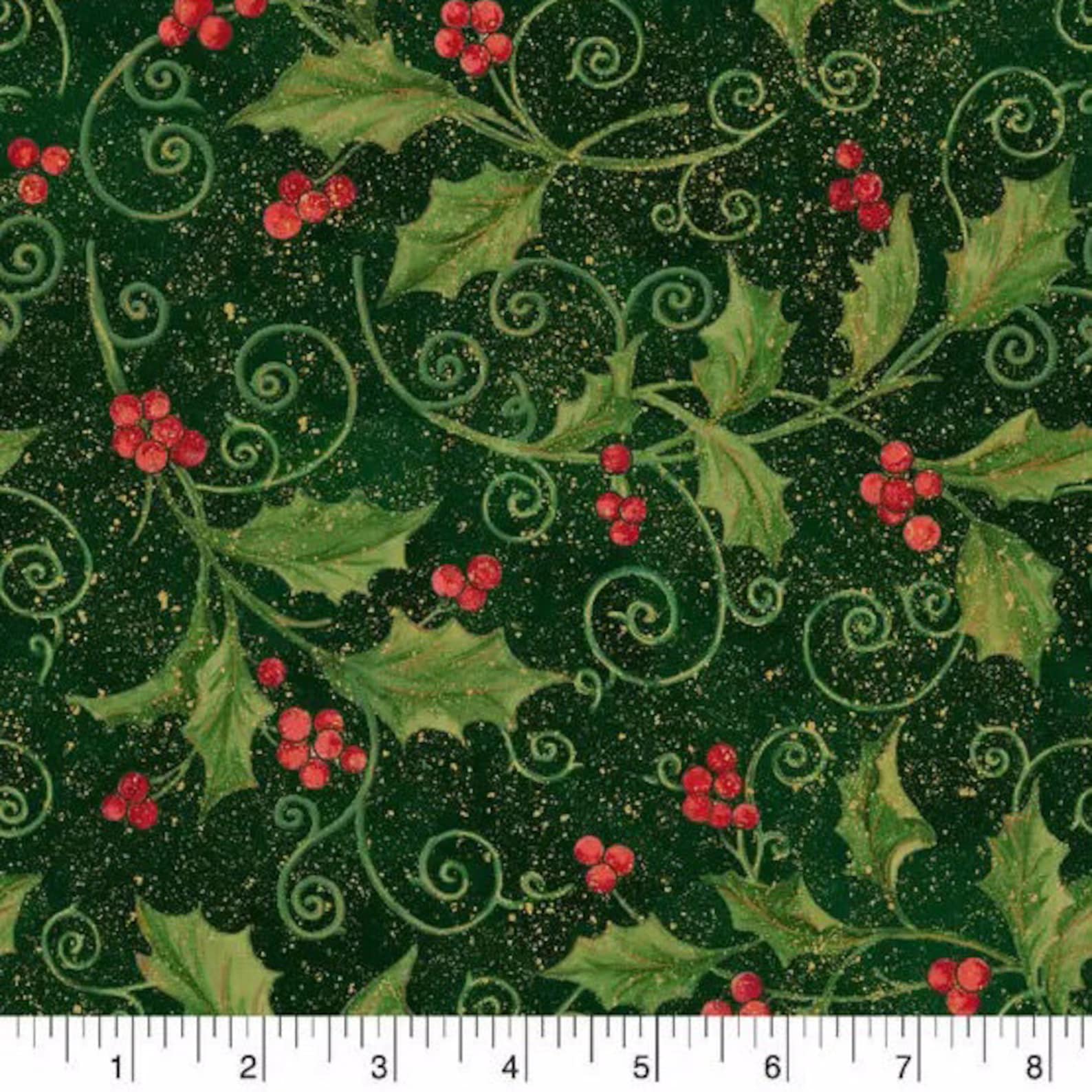 Christmas Holly Fabric 100% Cotton Christmas Fabric Fabric | Etsy