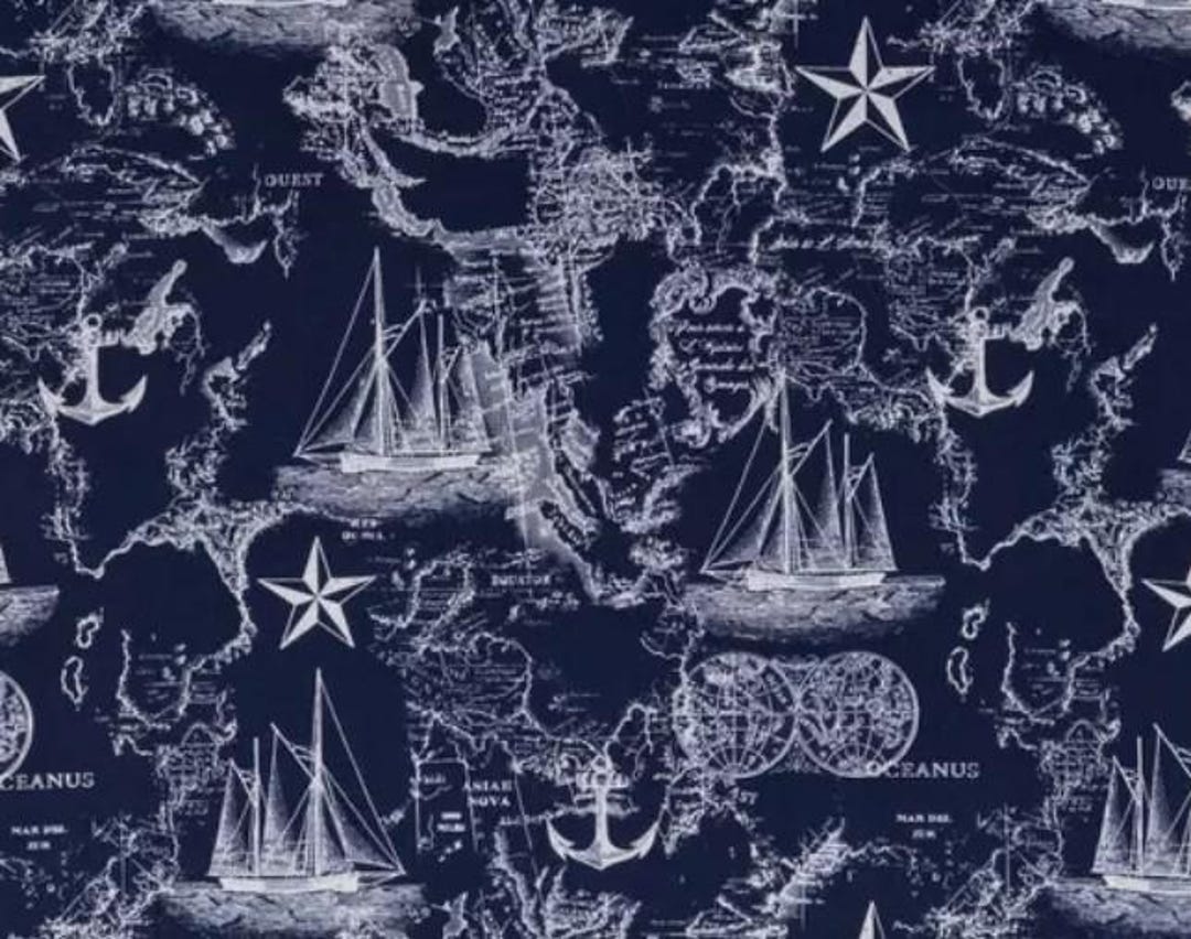 Nautical Maps Fabric, 100% Cotton Fabric, Fabric by the Yard - Etsy
