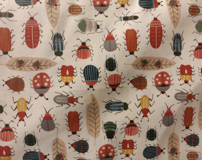 Insect Nature Fabric Sketchy Garden Beetles by Friztin Modern Black ...