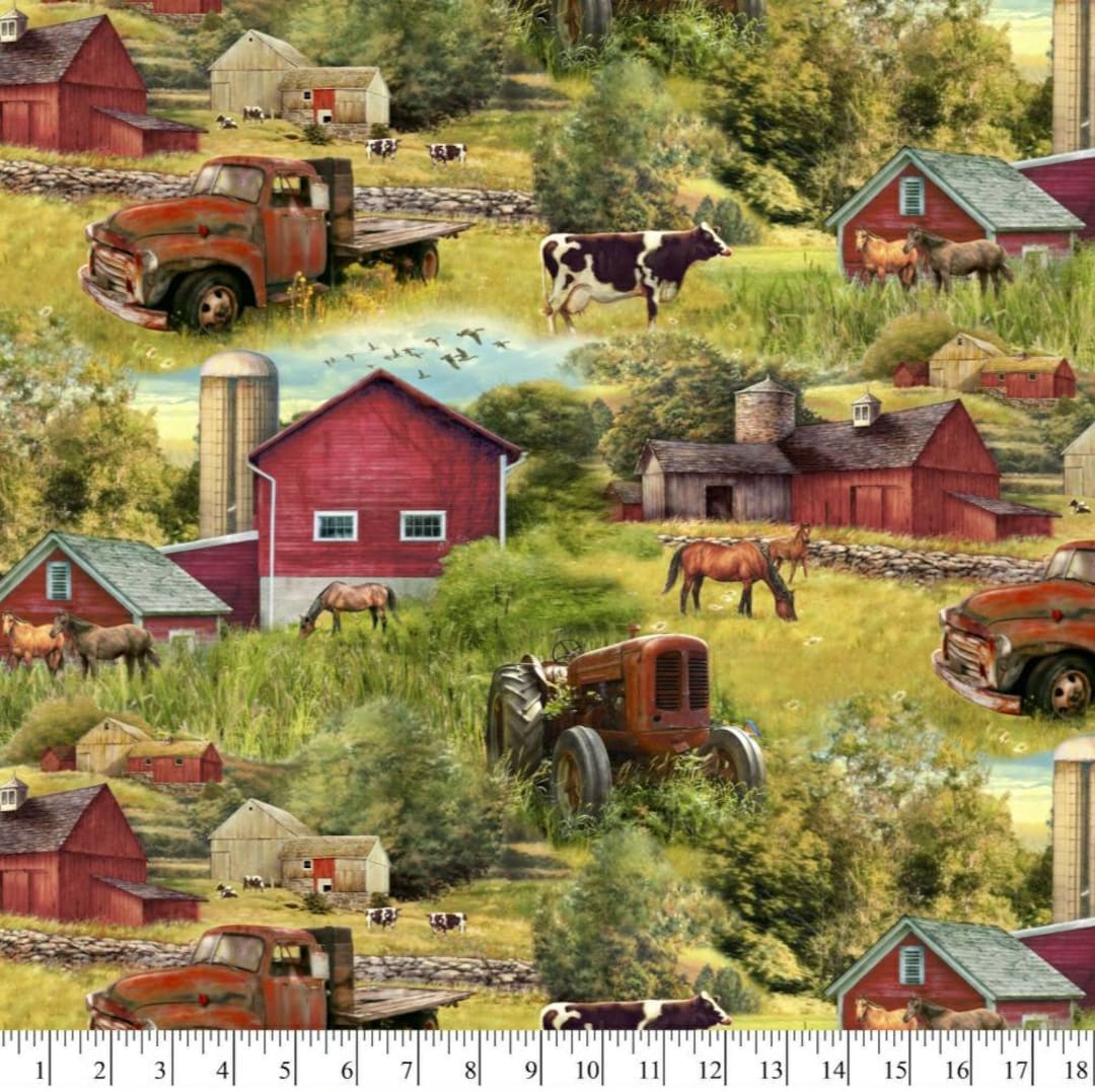 Farm Fabric, 100% Cotton, Fabric by the Yard, Choose Your Cut - Etsy