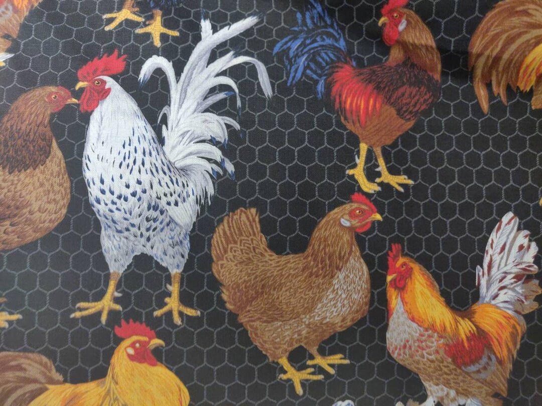 Chicken Fabric, Chicken Wire Fabric, 100% Cotton Fabric, Fabric by the ...