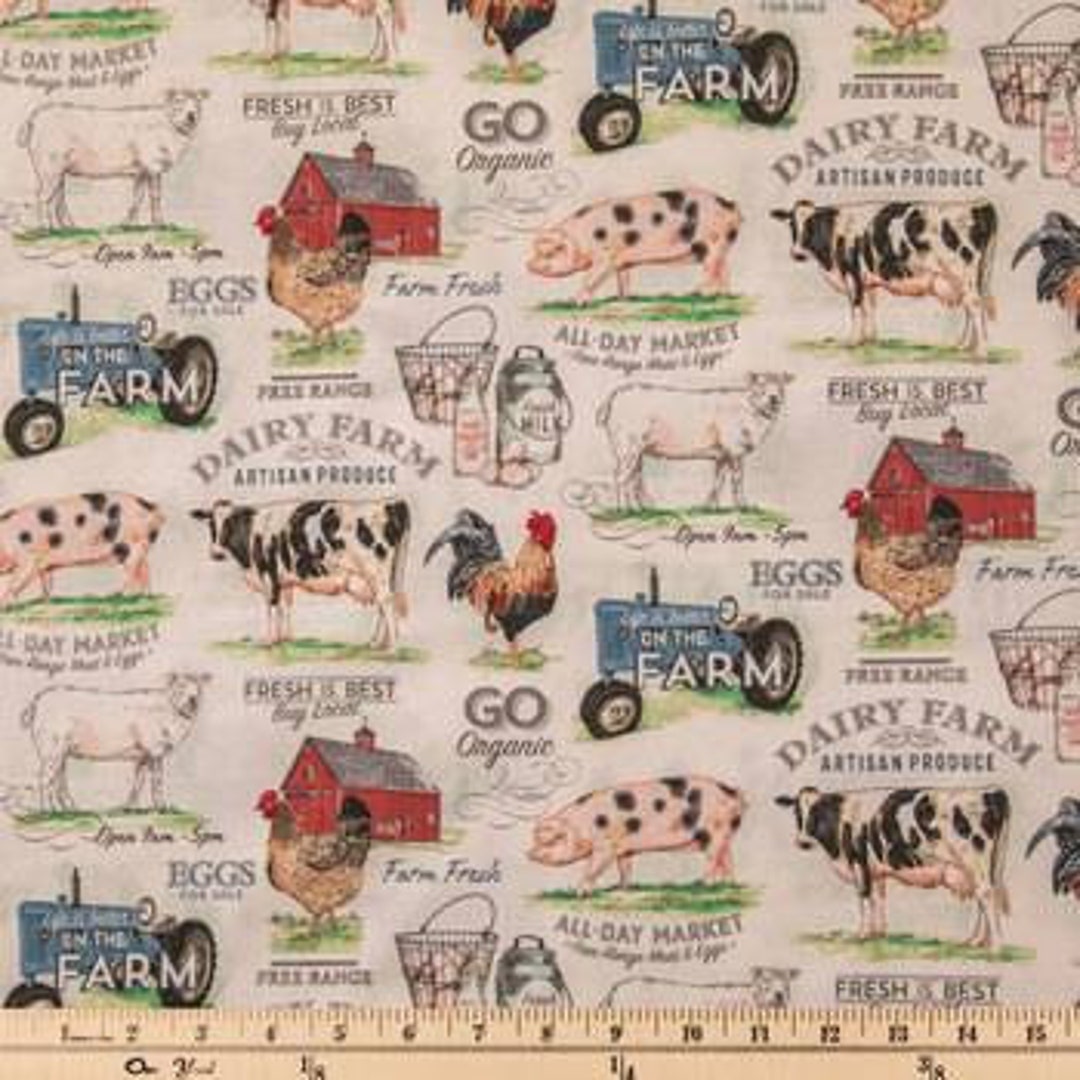 Farm Animal Fabric, 100% Cotton Fabric, Fabric by the Yard - Etsy