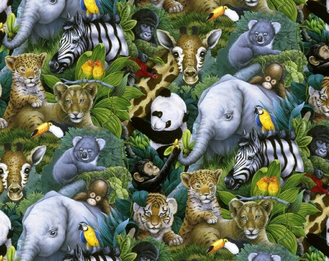 Rainforest Floral Gorilla Fabric - Gorilla by Mag-o - Vintage ...