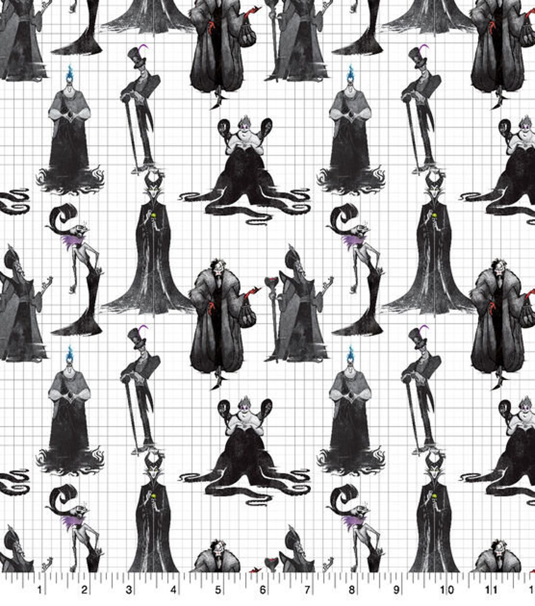 Disney Villains Licensed Fabric, Maleficent, Ursula, Cruella Fabric ...