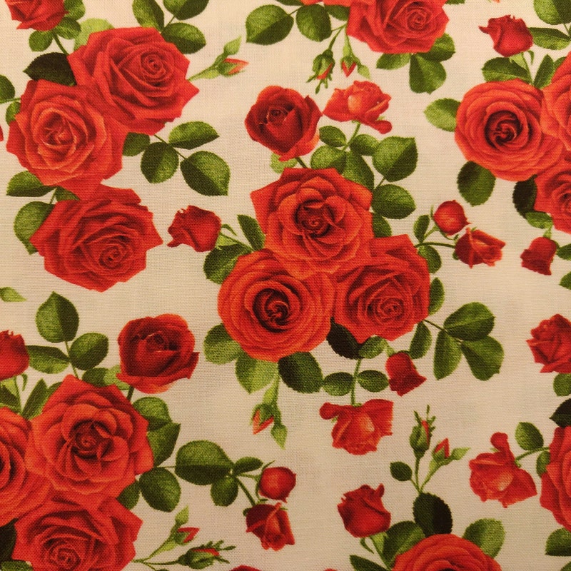 Red Rose Fabric - Etsy