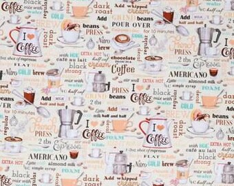 Coffee Fabric Coffee Objects Pattern by Kostolom3000 Coffee Shop ...