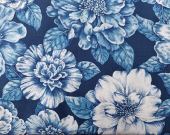 Blue Floral China Pattern Ink Fabric Eloise Ink 1 by Lilyoake Ink Blue ...