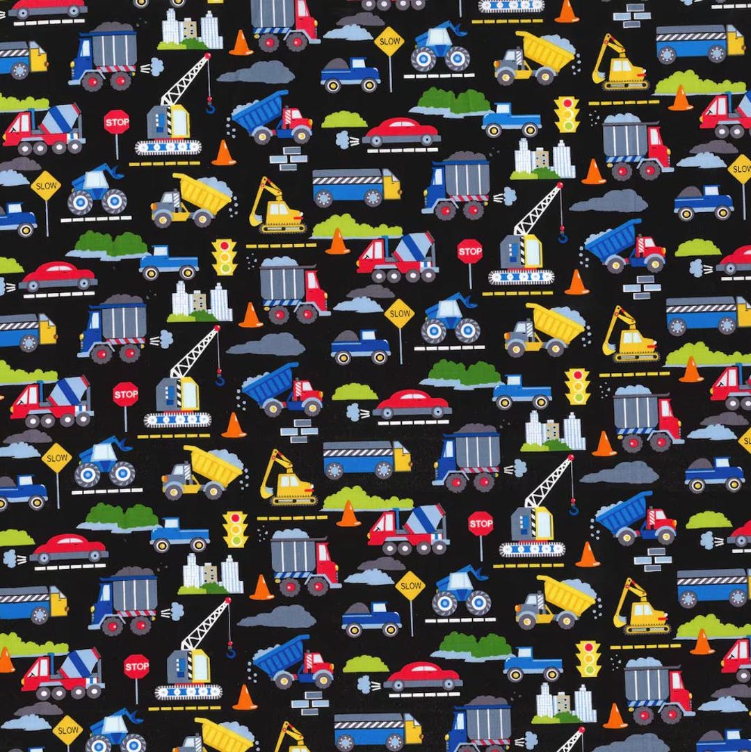 Construction Site Fabric, 100% Cotton, Fabric by the Yard - Etsy
