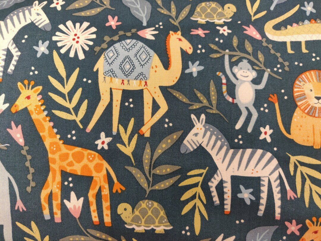 Jungle Animals Fabric, 100% Cotton, Fabric by the Yard, Choose Your Cut ...