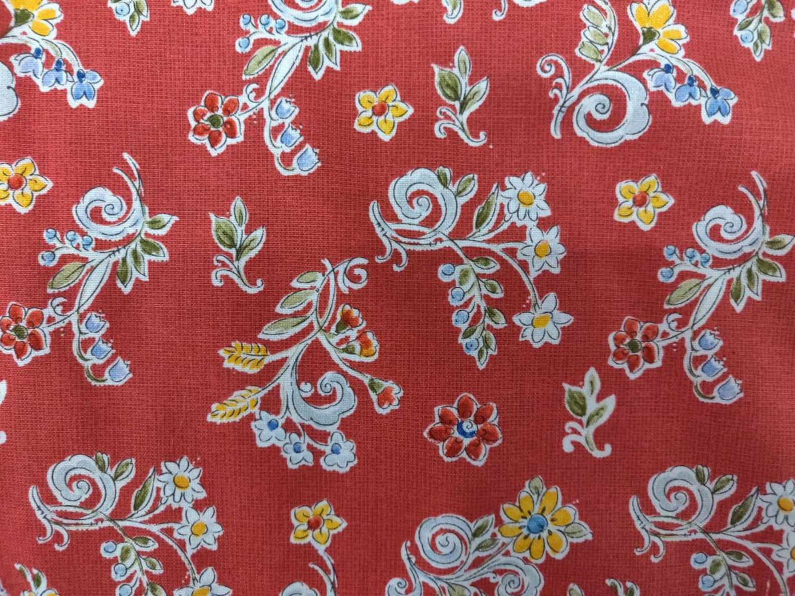 Red Floral Fabric 100% Cotton Fabric Fabric by the Yard - Etsy UK