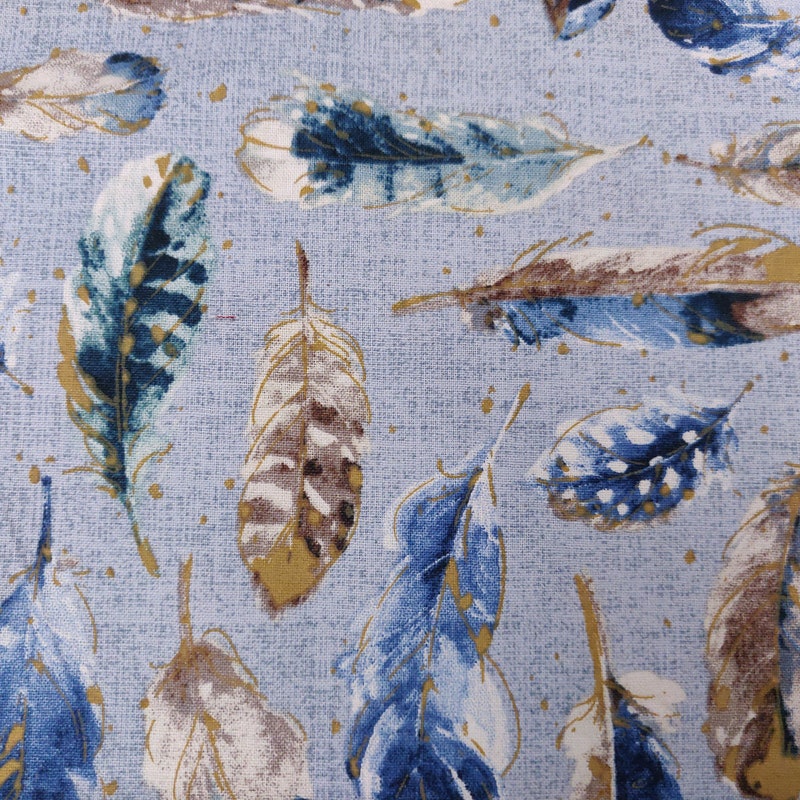 Blue Feather Fabric - Etsy