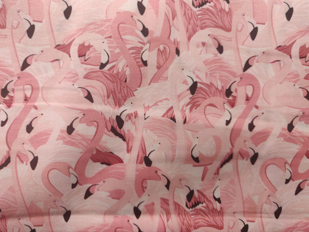 Flamingos Fabric, Packed Flamingos Fabric, 100% Cotton, Fabric by the ...