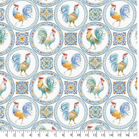 Rooster Fabric 100% Cotton fabric Fabric by the Yard | Etsy