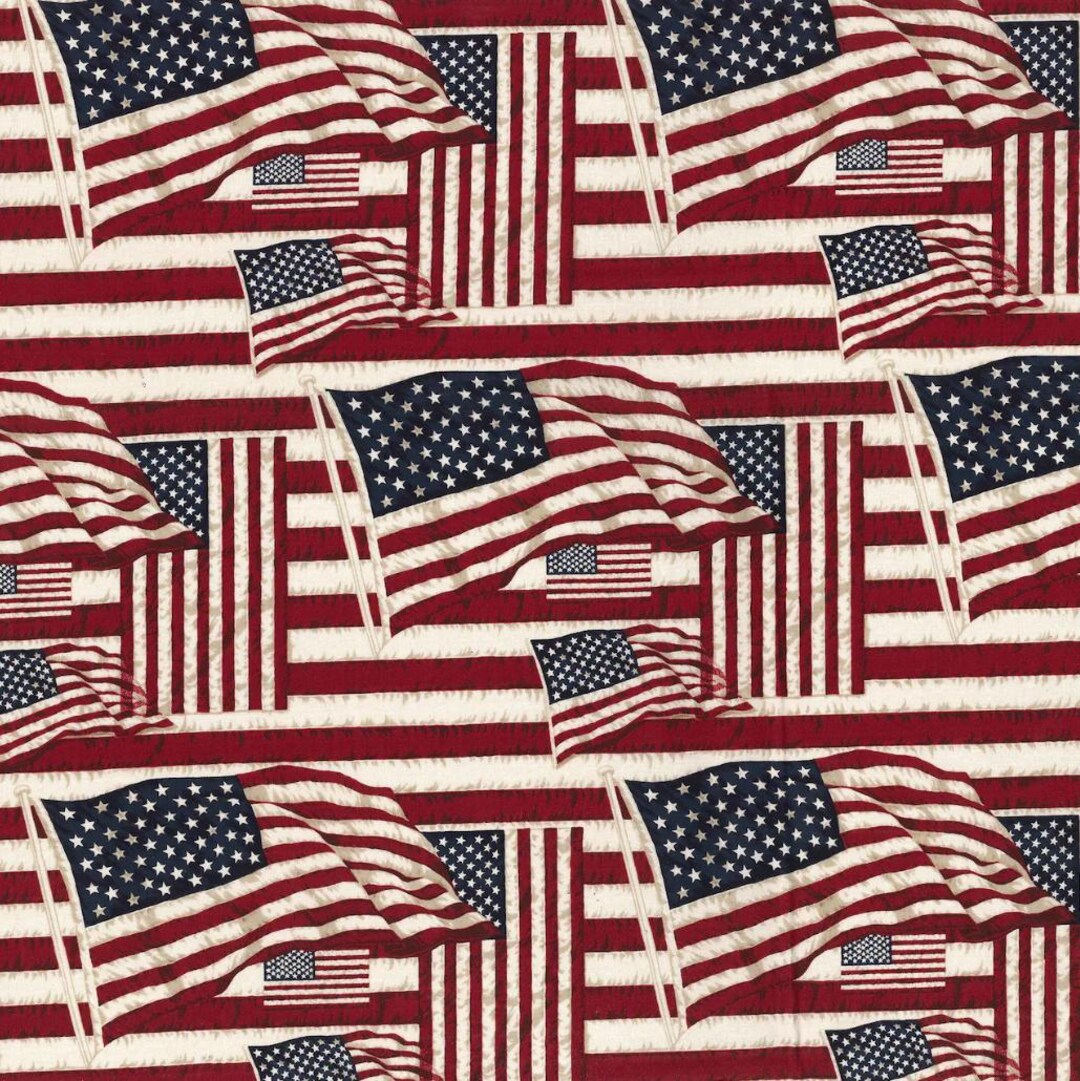 American Flag Fabric, 100% Cotton, Fabric by the Yard, Choose Your Cut ...