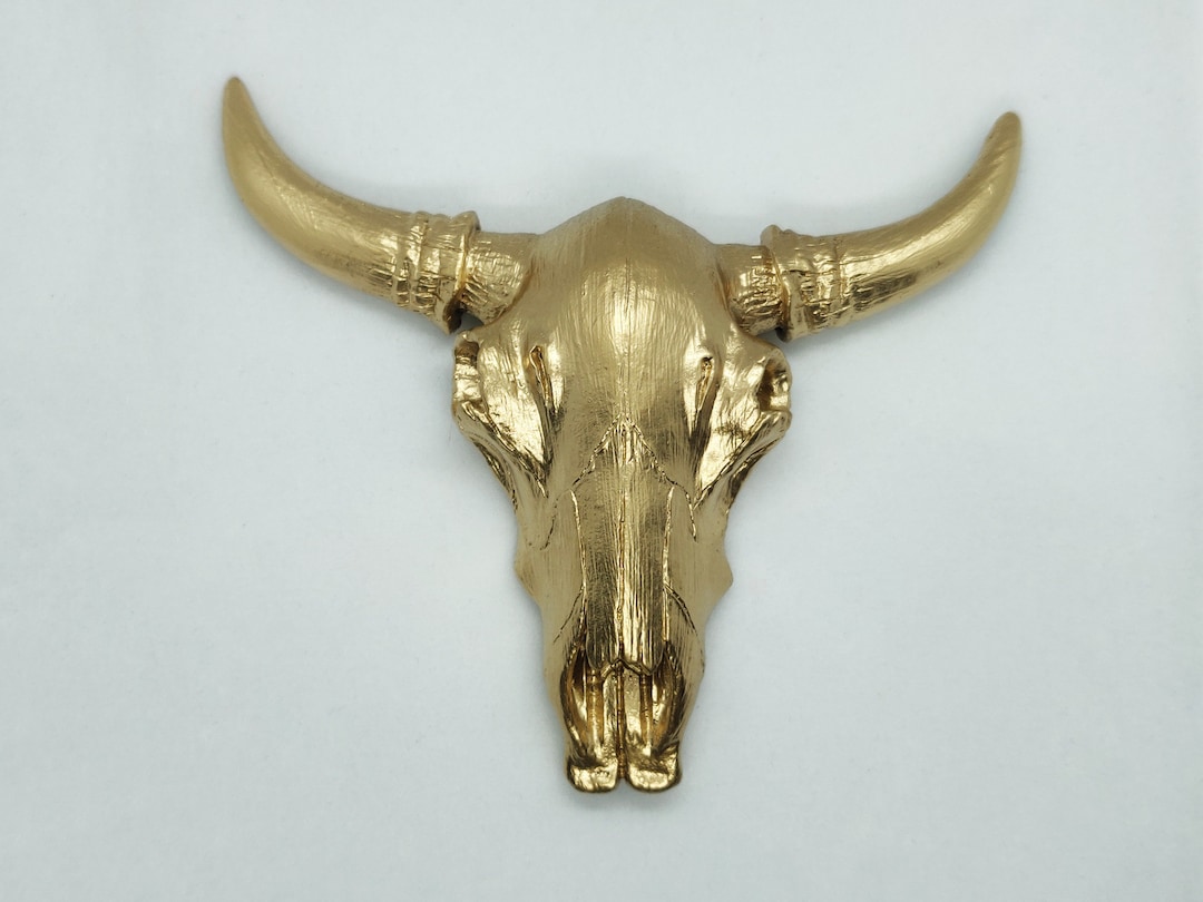 Mini Cow Skull, Gold Painted Cow Skull, Faux Taxidermy, Fake Taxidermy ...