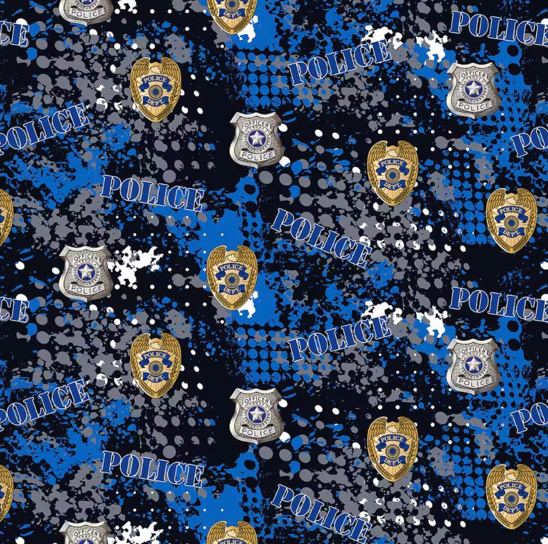 Police Officer Fabric, 100% Cotton, Fabric by the Yard, Choose Your Cut ...