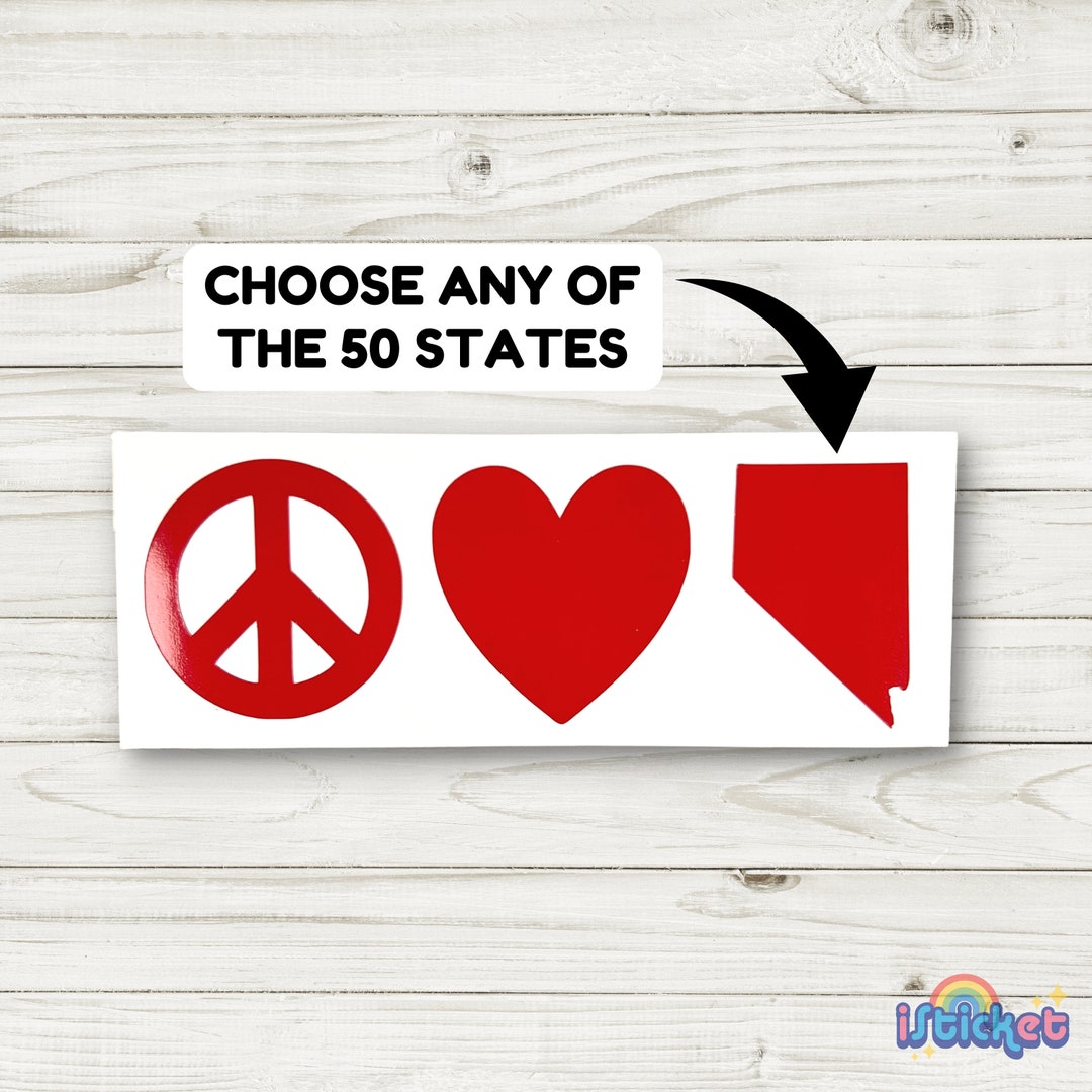 Peace Love State Decal | US State Decal | State Sticker - Etsy