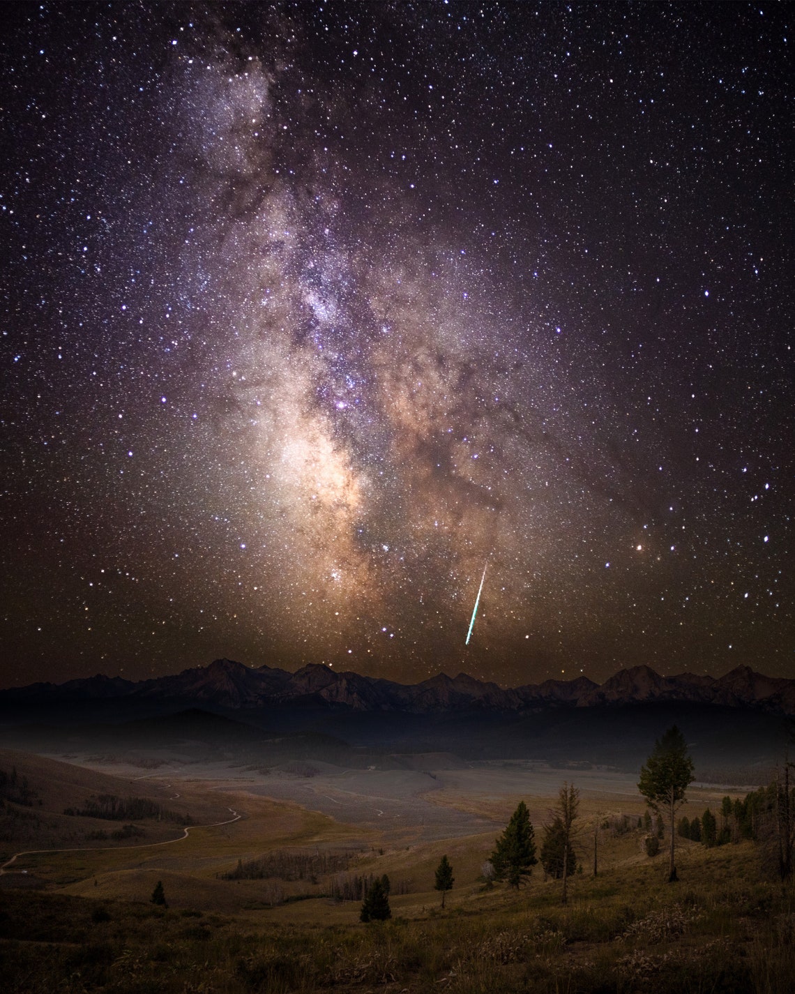 Perseid Meteor Shower Print – Sawtooth Mountains Idaho Night Sky ...