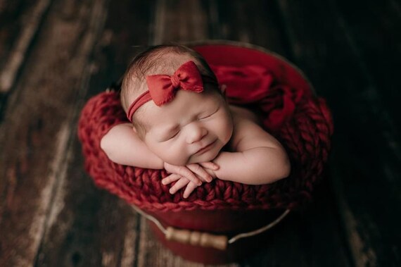 Red Baby Headband Christmas Headband Newborn Headband Hairbow Baby Red Hairbow Etsy UK