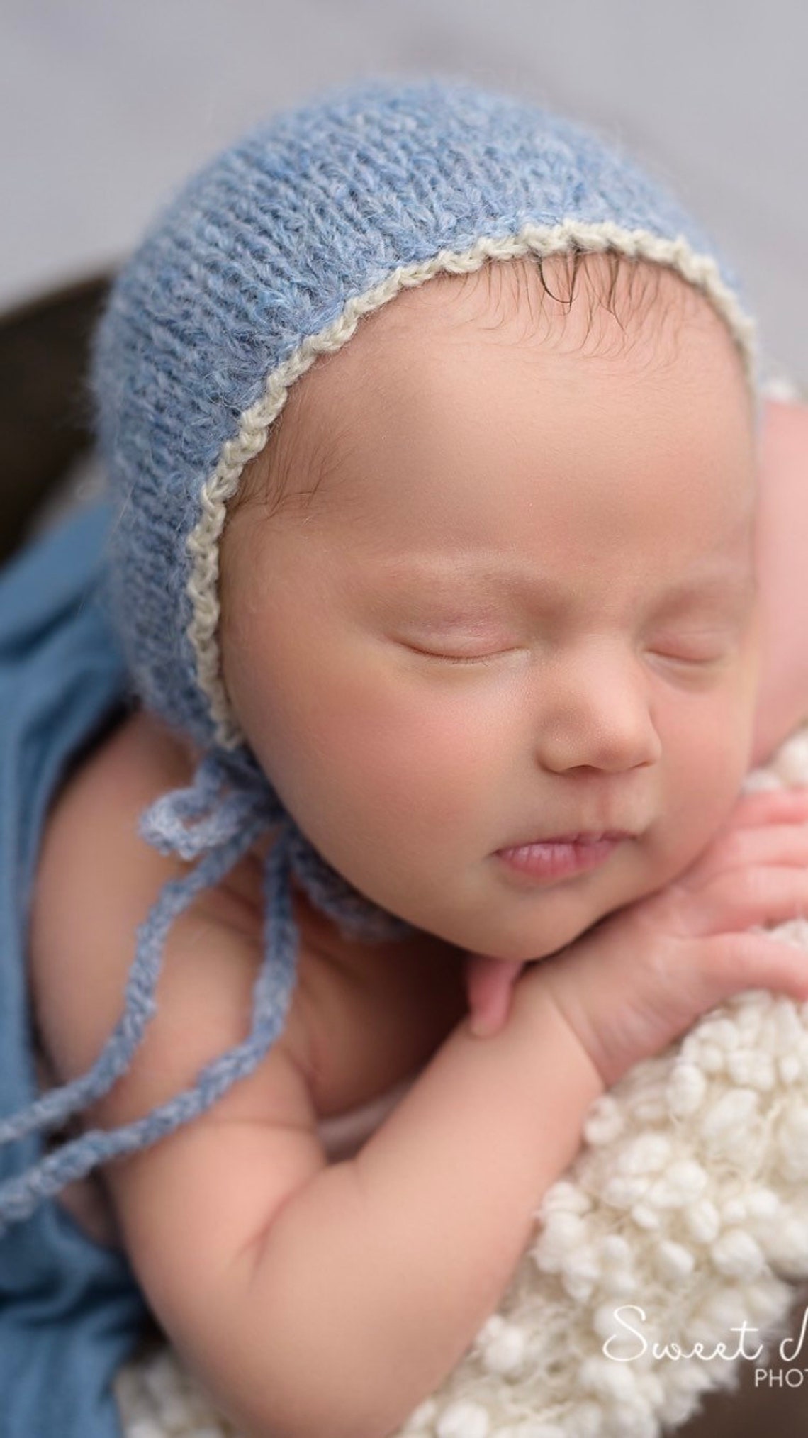 Blue Baby Girl Bonnetnewborn Bonnet light Blue Cream Baby | Etsy