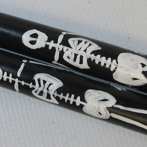 Skeleton Candles, Set of Two Hand Painted Skeleton Candles, Halloween ...