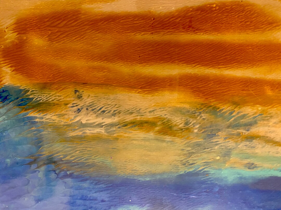 Acrylic Monoprint Contemporary Landscape, Minimalist Art, Earth Tone ...