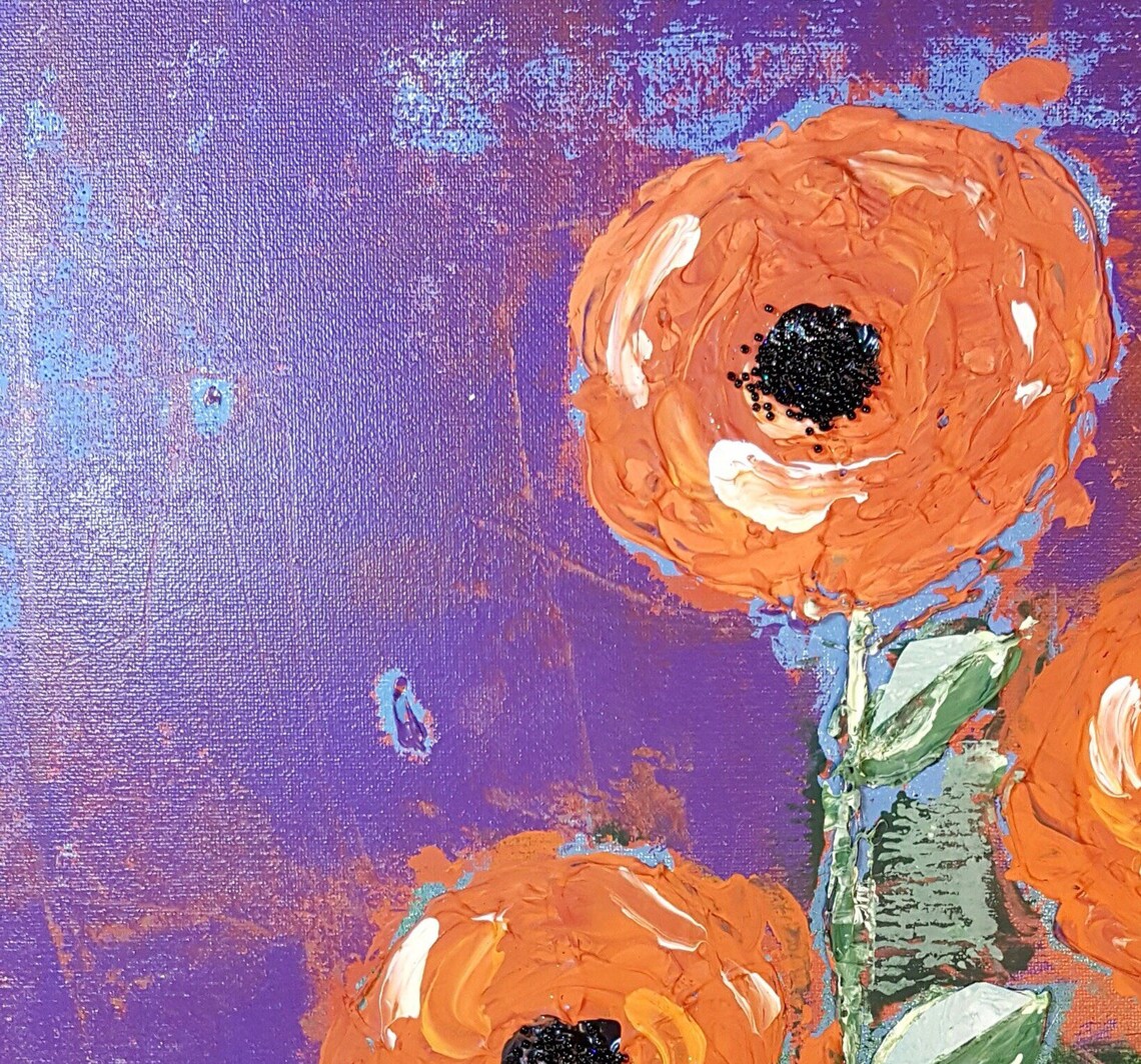 Poppies Painting, Poppy Mixed Media Art, Original Poppy Painting ...