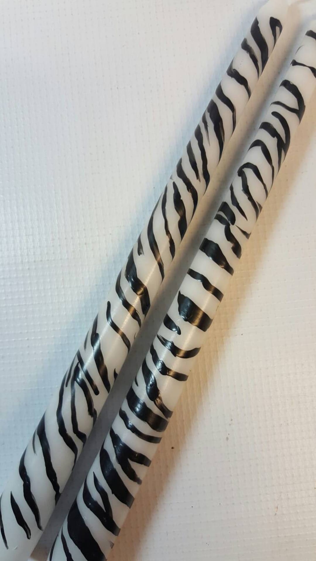 Zebra Stripe Hand Painted Taper Candles, Zebra Decor, Black and White ...