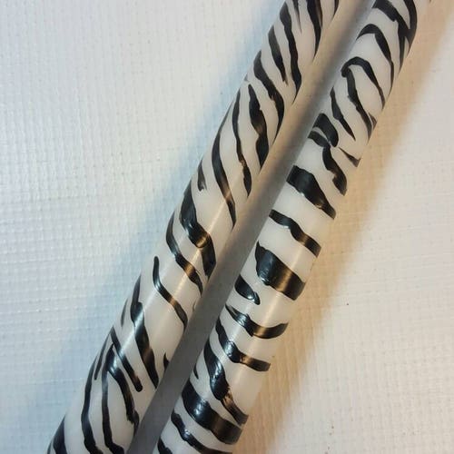 Zebra Stripe Hand Painted Taper Candles Zebra Decor Black - Etsy