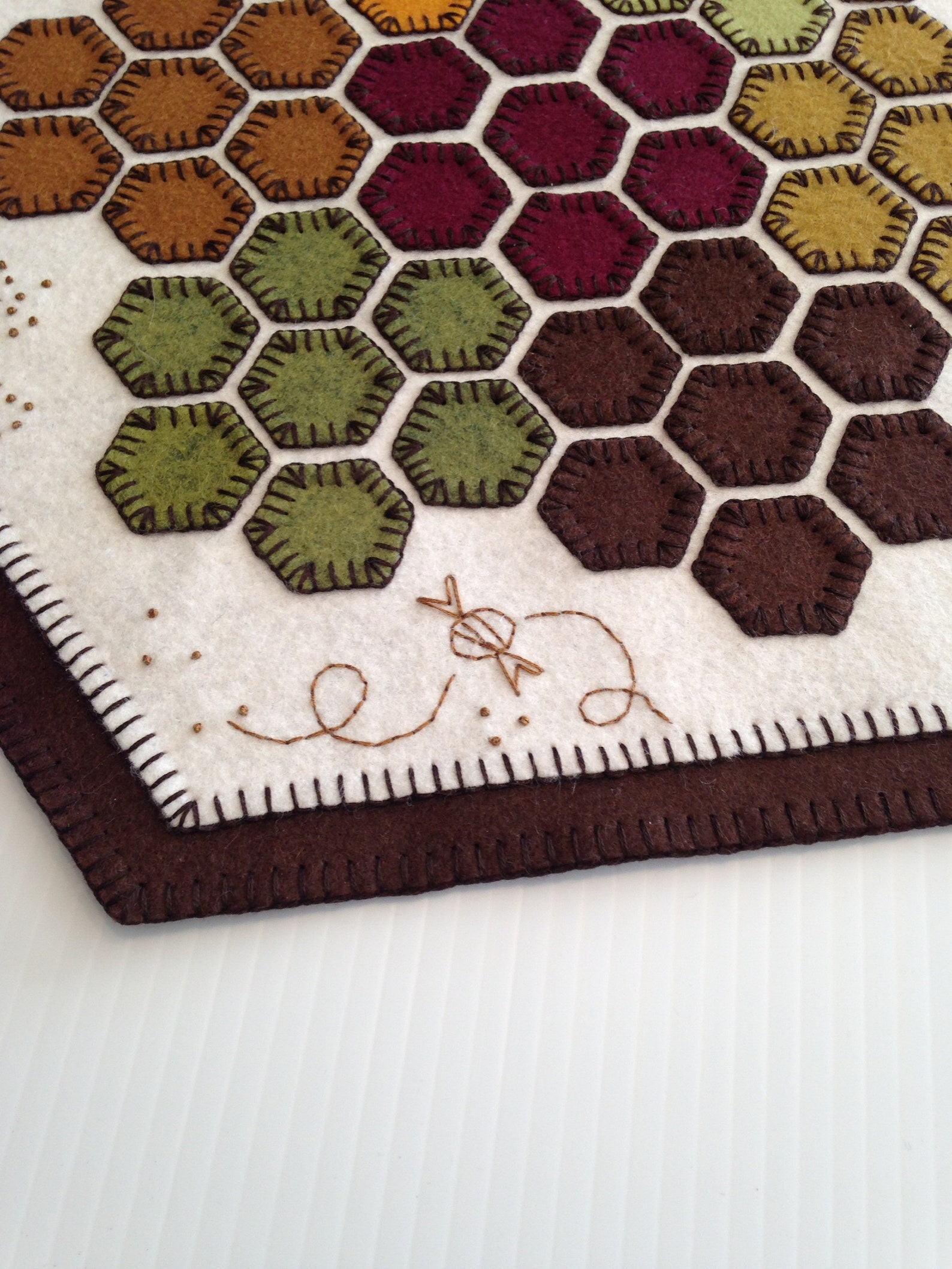 Wool Applique Pdf Pattern Blanket Stitch Hexies Using Hand | Etsy