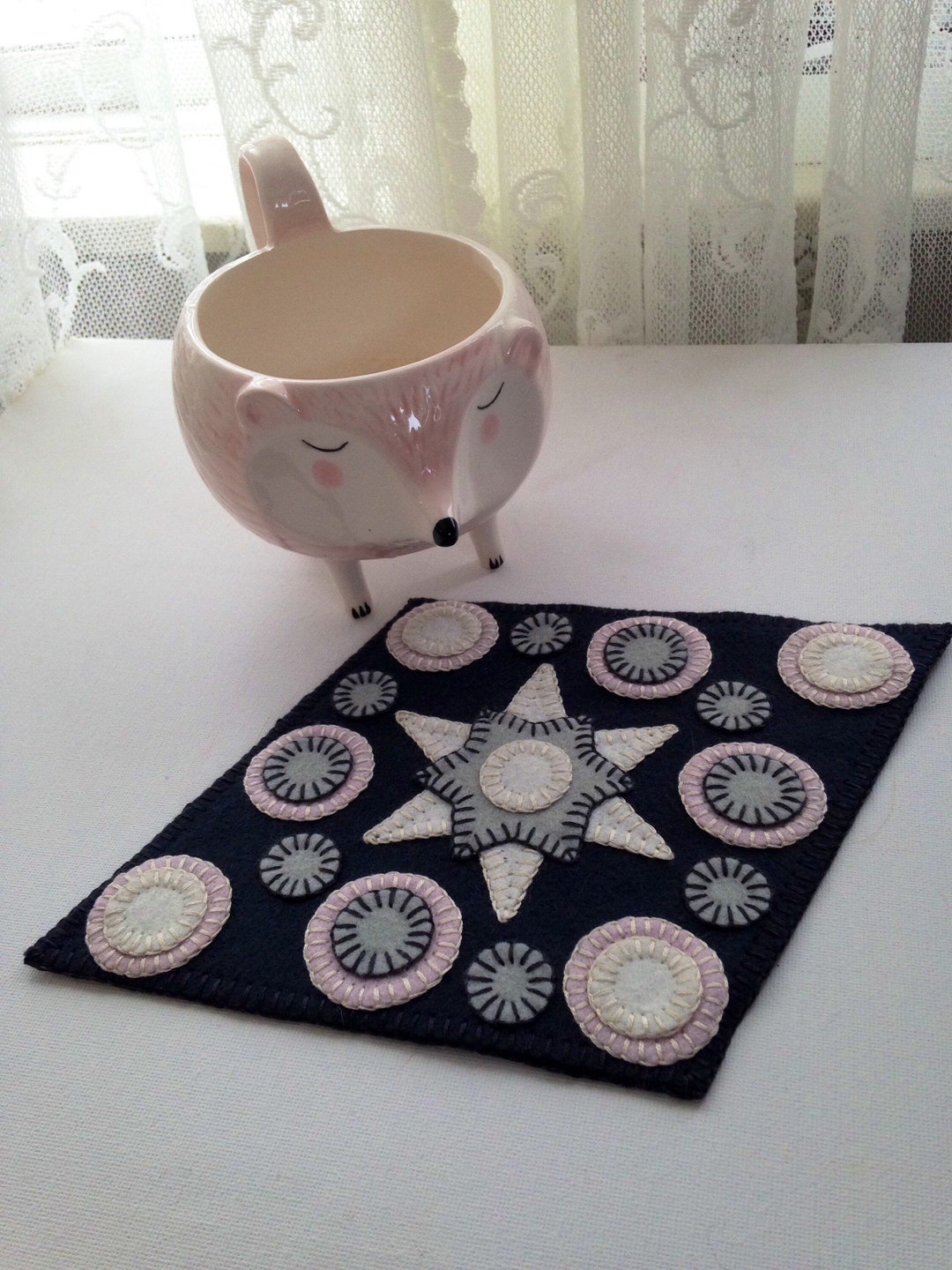 Wool Applique Craft Kit, Once in a Blue Moon Sewing Pattern, Blanket ...