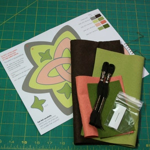 Applique Kit, Triquetra Celtic Knot Pattern, Wool Felt, Blanket Stitch ...