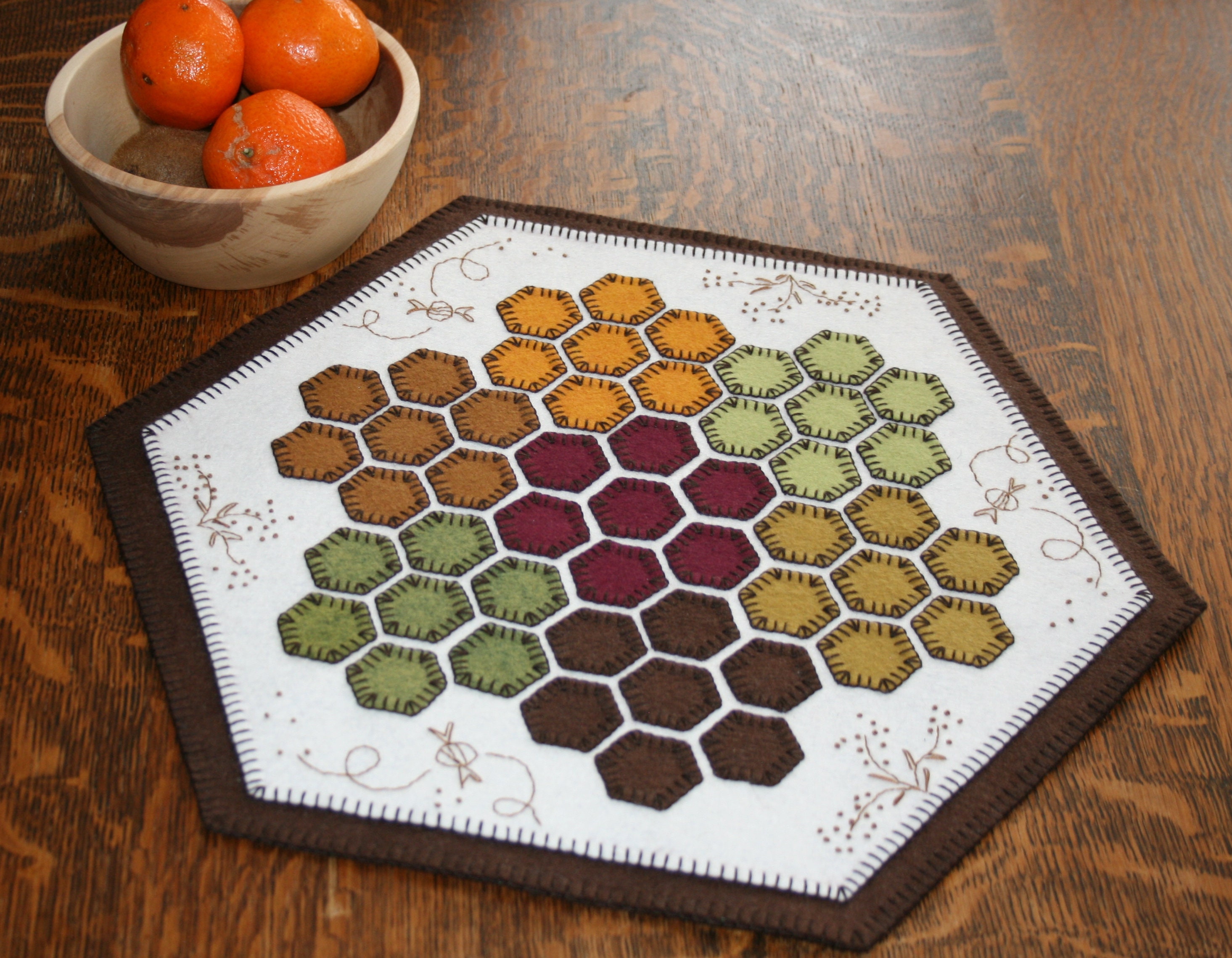 Wool Applique Pdf Pattern Blanket Stitch Hexies Using Hand | Etsy