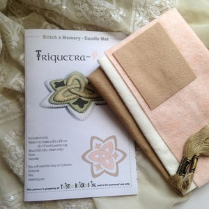 Applique Kit, Triquetra Celtic Knot Pattern, Wool Felt, Blanket Stitch ...