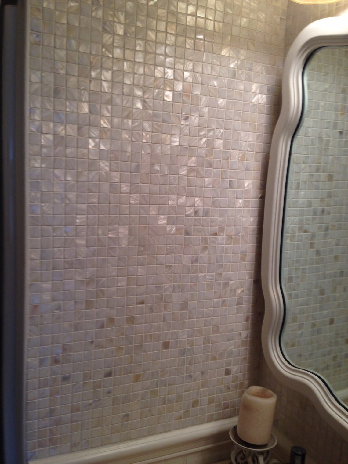 Mother of Pearl, Shell, Tile, White, Mosaic, Backsplash, Bathroom ...