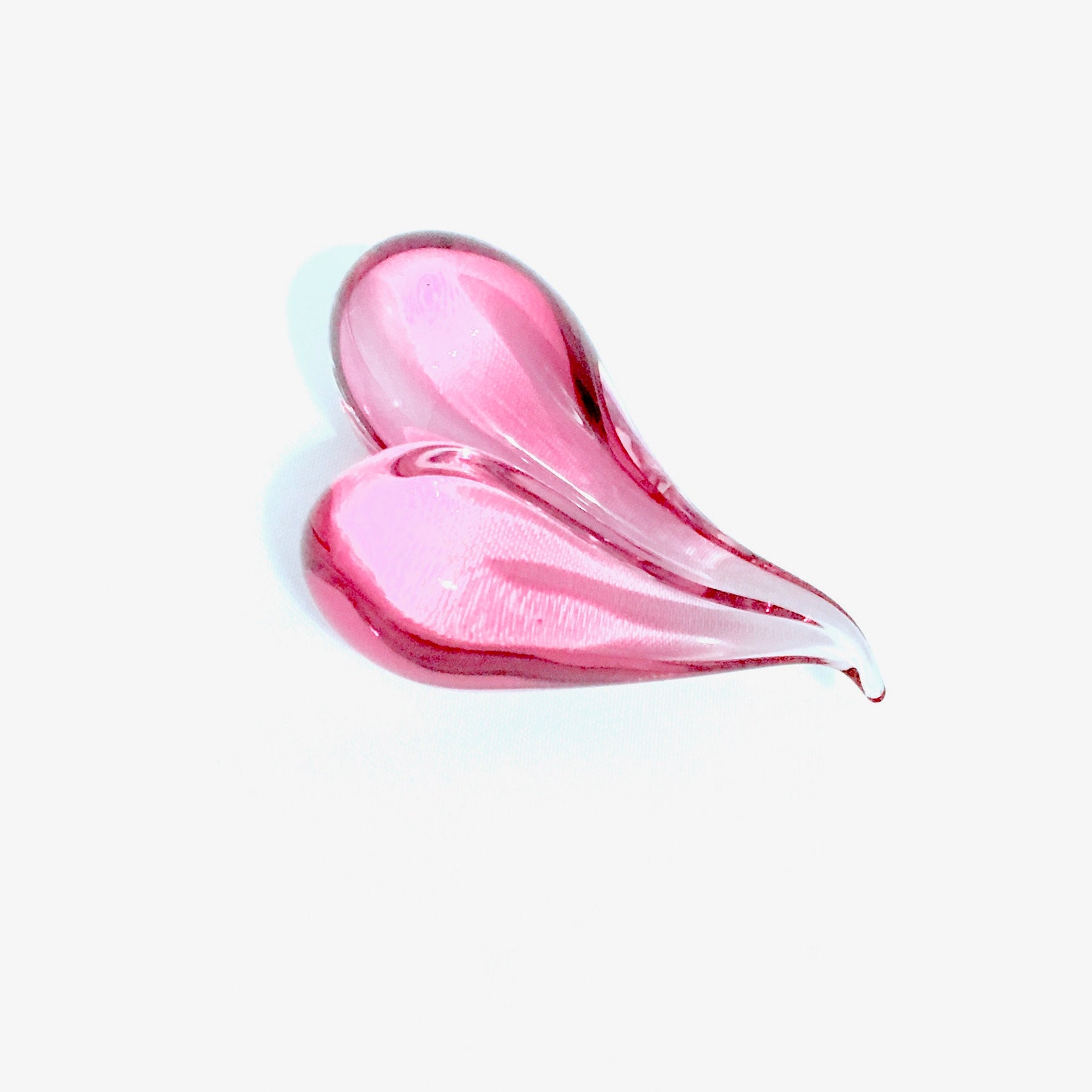 Heart Paperweight / Glass Paperweight / Pink Glass / Hand Blown Glass ...