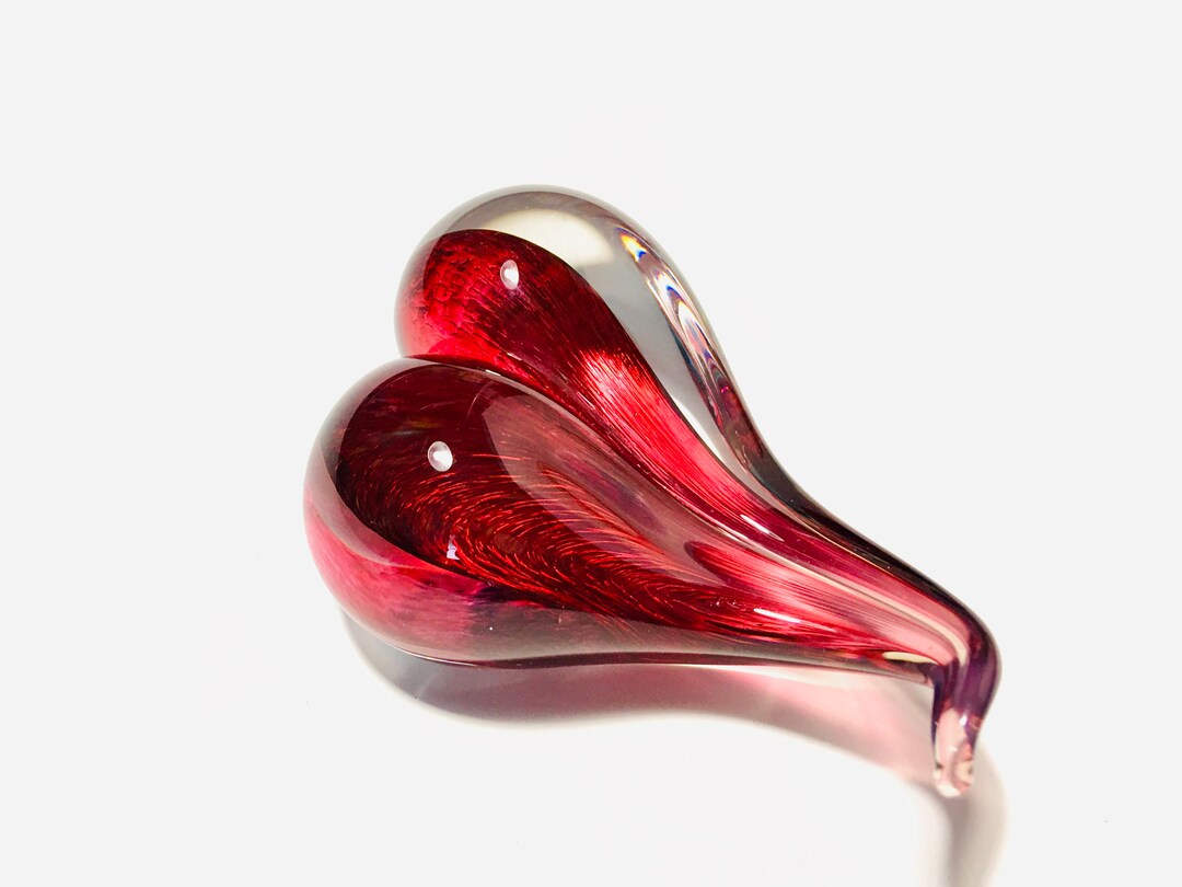 Glass Heart Paperweight - Pink - Etsy